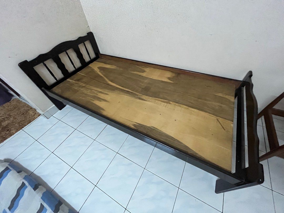 Solid wood single bed Frame, Furniture & Home Living, Furniture, Bed ...