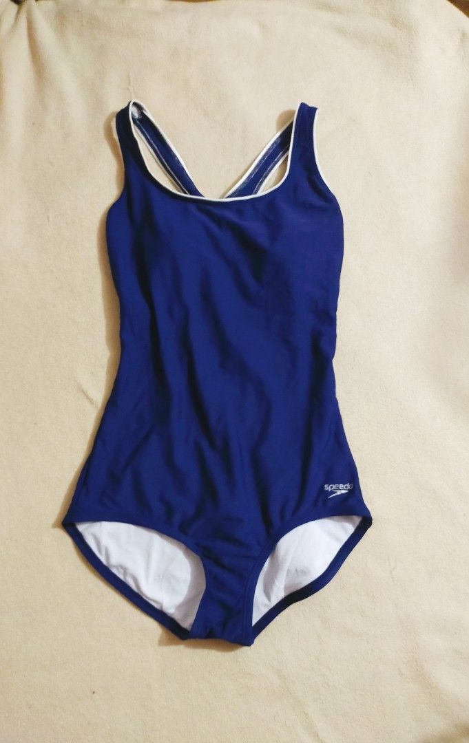 Speedo Navy Blue White Ultraback One Piece Training Swimsuit Womens