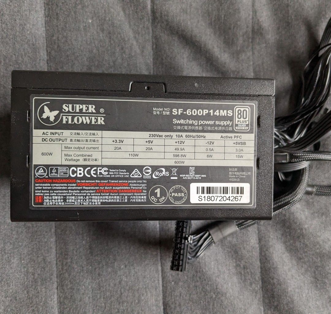 Super flower PSU 600W SILVER fully modular, Computers & Tech, Parts ...