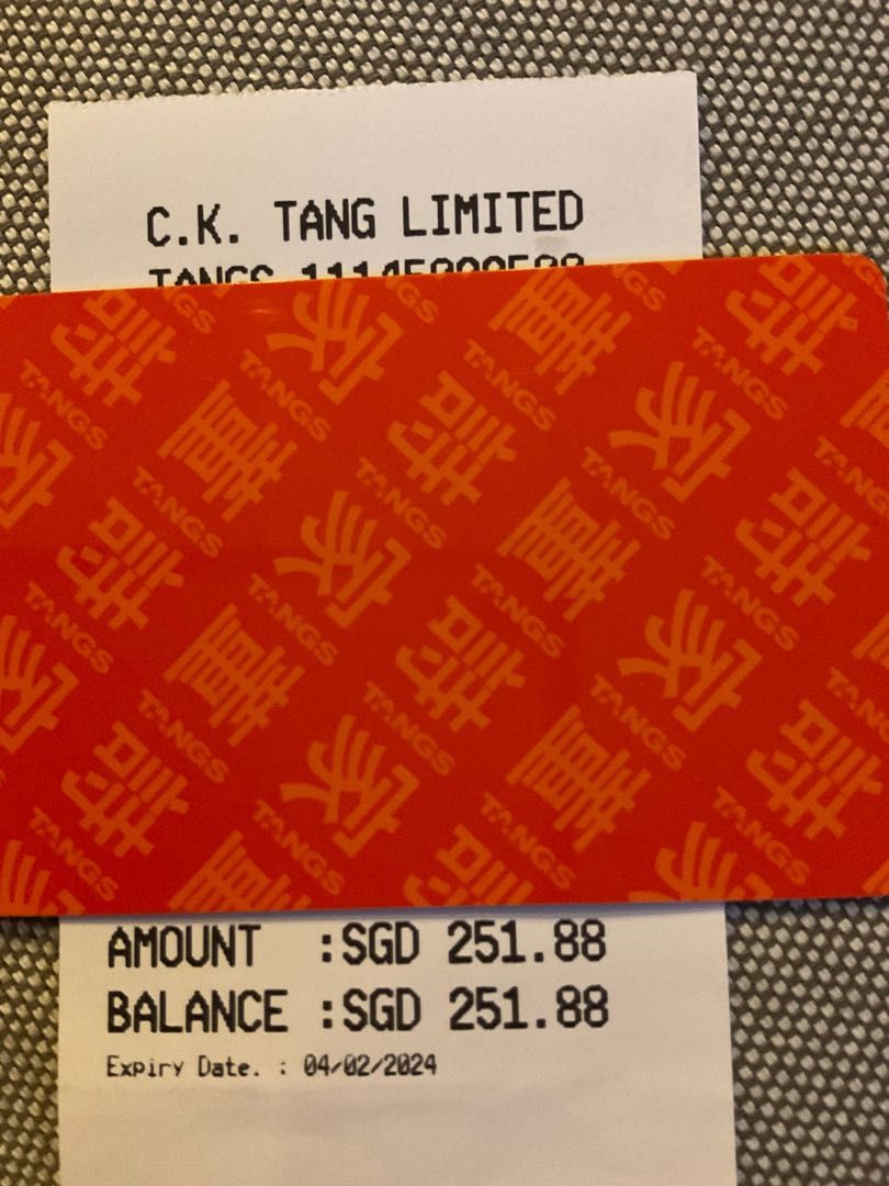 Tangs (C.K. Tang) gift card, $251 value, expires in 1 year, Everything ...