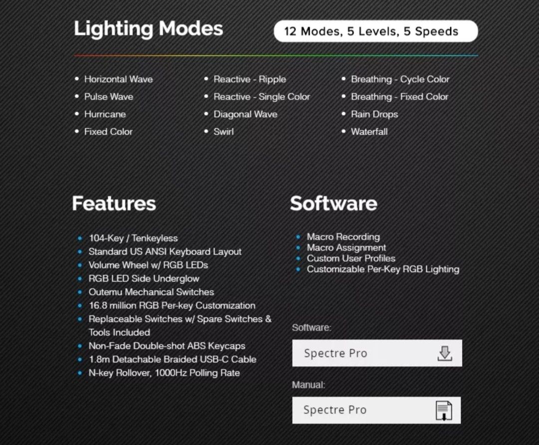 Techware Spectre Pro Keyboard, Computers & Tech, Parts & Accessories, Computer Keyboard on Carousell