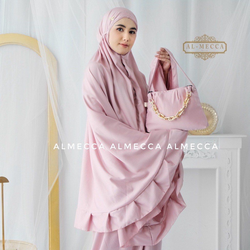 Telekung premium almecca set bag, Women's Fashion, Muslimah Fashion ...