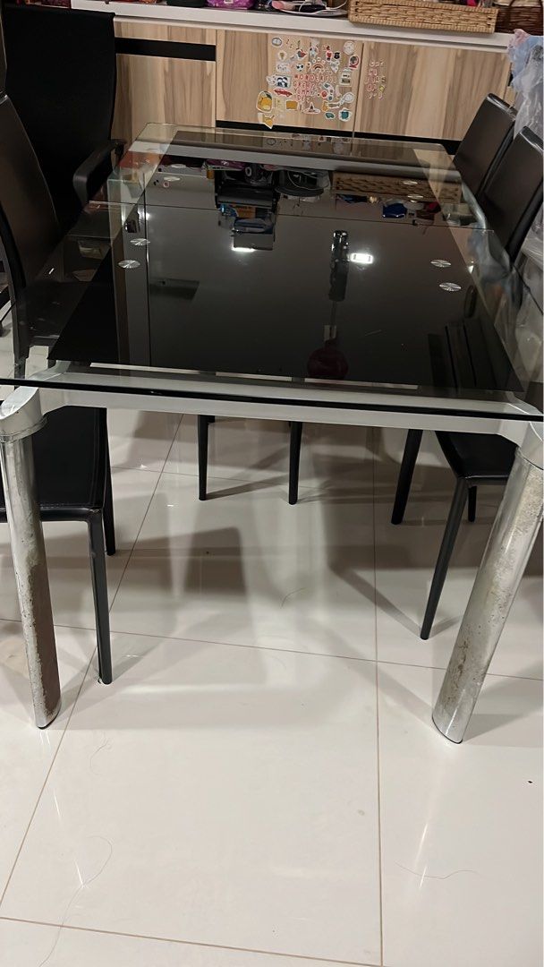 Tempered Glass Extendable Dining Table, Furniture & Home Living ...