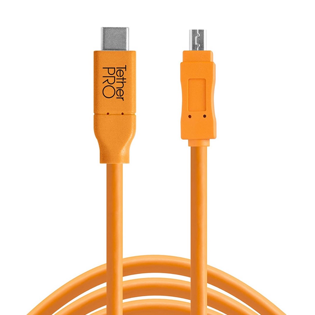 Tether Tools CUC2615-ORG TetherPro USB-C to USB 2.0 Mini-B 8-Pin Cable ...