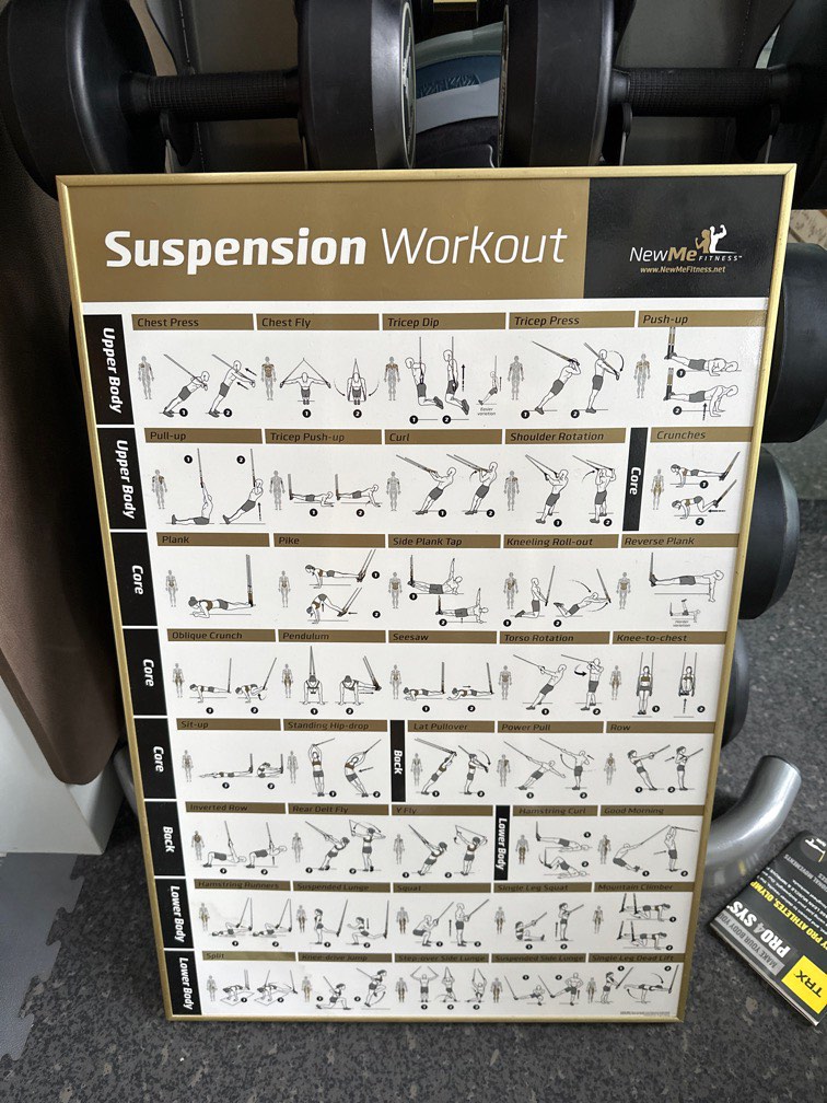Trx suspension training framed exercise chart, Sports Equipment ...