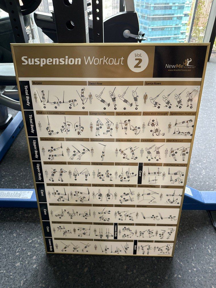 Trx suspension training framed exercise chart, Sports Equipment ...
