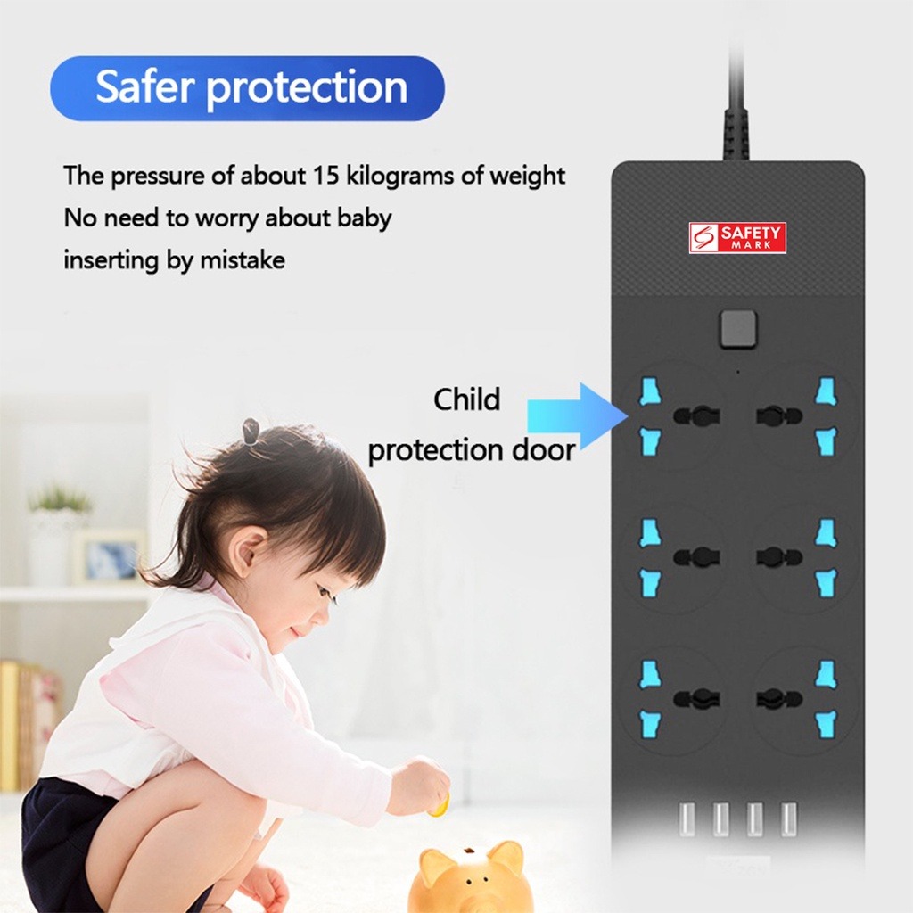 Universal Power Socket Extension With USB Ports Power Strip Surge ...