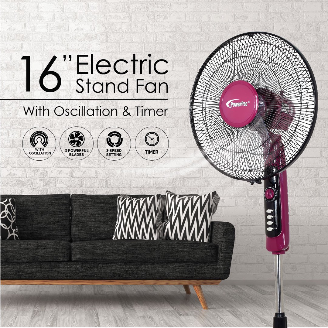 [Used] Stand Fan 16" with Timer (PPFS50), Furniture & Home Living ...