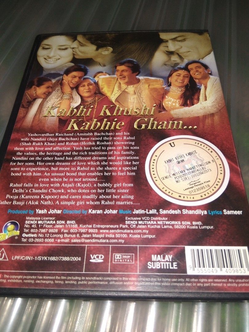 VCD kabhi Khushi Kabhie gham ORI dari Sendi Mutiara, Hobbies & Toys, Music & Media, CDs & DVDs ...