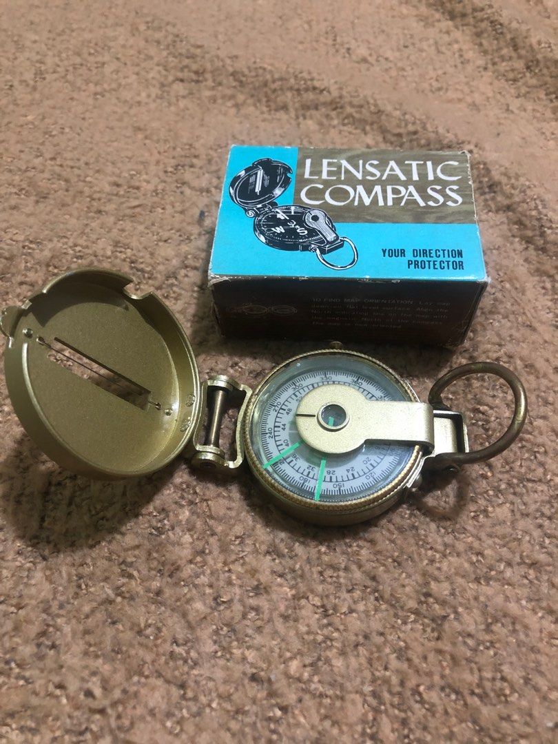Vintage bronze metal engineers lensatic compass, Hobbies & Toys ...