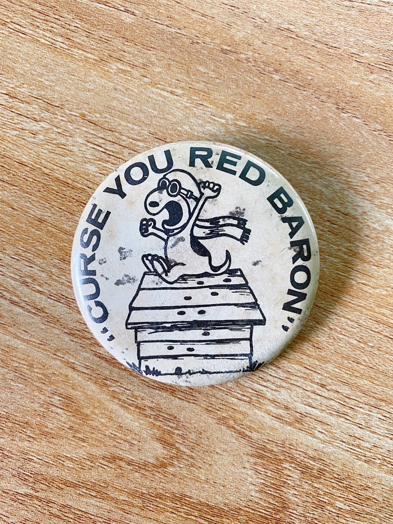 (Vintage) Snoopy - Curse You Red Baron - Peanuts Button Pin by Wincraft ...
