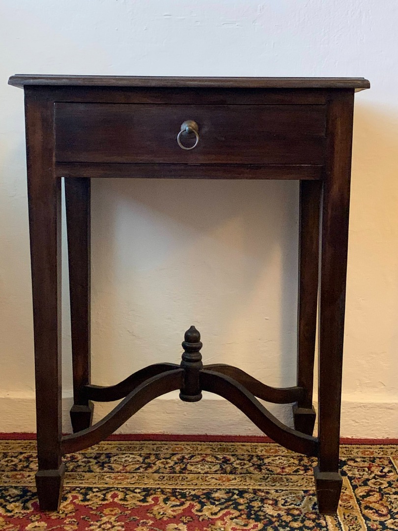 Vintage wood vanity side table in dark stain, Furniture & Home Living ...