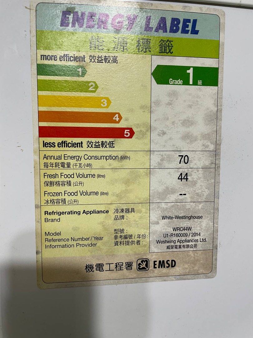 大量家品出售中！White-Westinghouse 西屋電氣 威士汀 單門雪櫃 #WRC44 #專營二手雪櫃洗衣機, 家庭電器, 廚房電器 ...