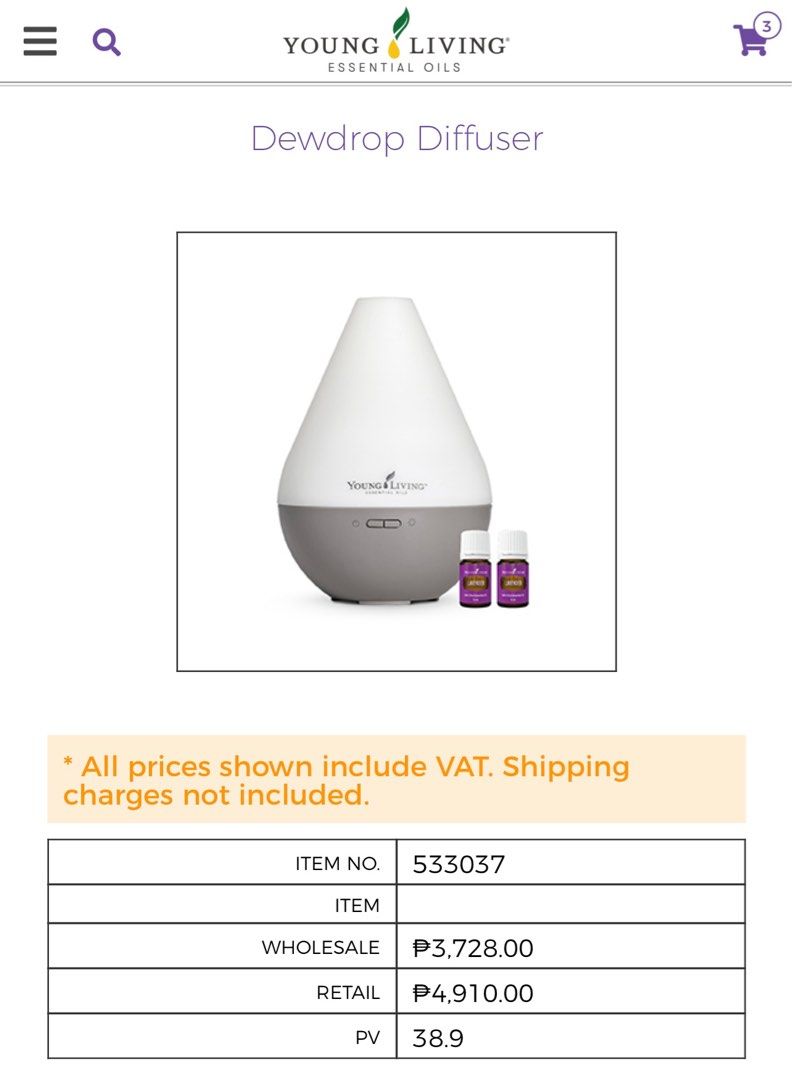Young Living Dewdrop Diffuser, Furniture & Home Living, Home Fragrance ...