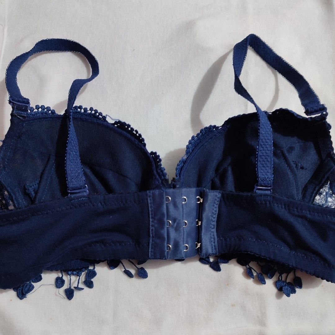 32/70B Lace w/ Crochet Blue Lingerie Bra, Women's Fashion ...