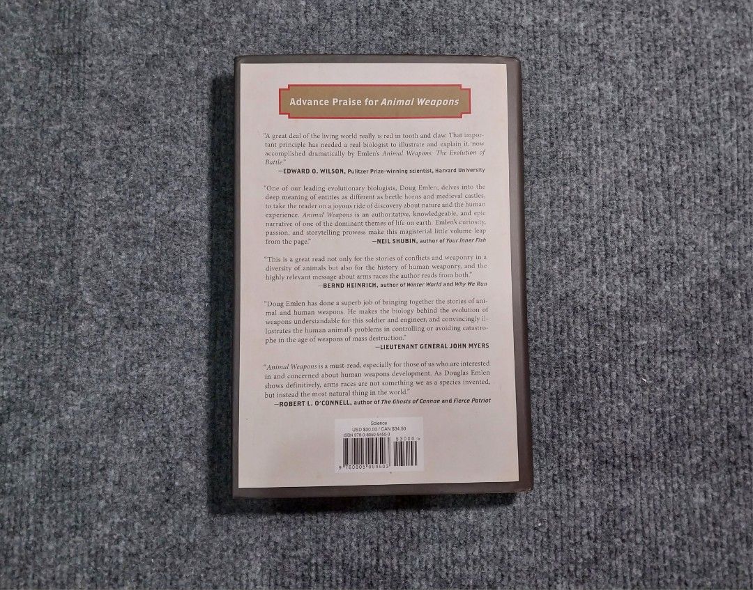 ANIMAL WEAPONS: The Evolution of Battle by Douglas J. Emlen (Hardback ...
