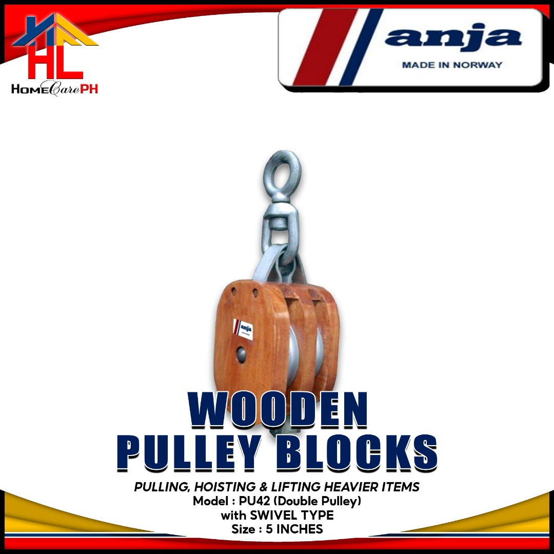 Anja Wooden Pulley Blocks 5"/6"/8"/10"/12" with Swivel Type - Single ...