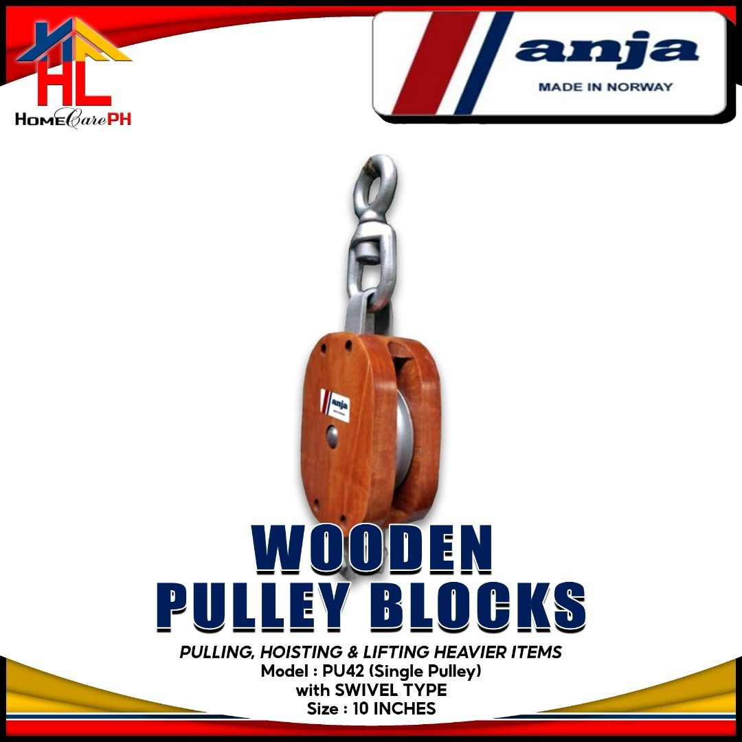 Anja Wooden Pulley Blocks 5"/6"/8"/10"/12" with Swivel Type - Single ...