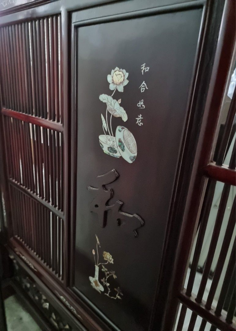 Antique Rosewood Partition with Mother of Pearl Engravings, Furniture ...