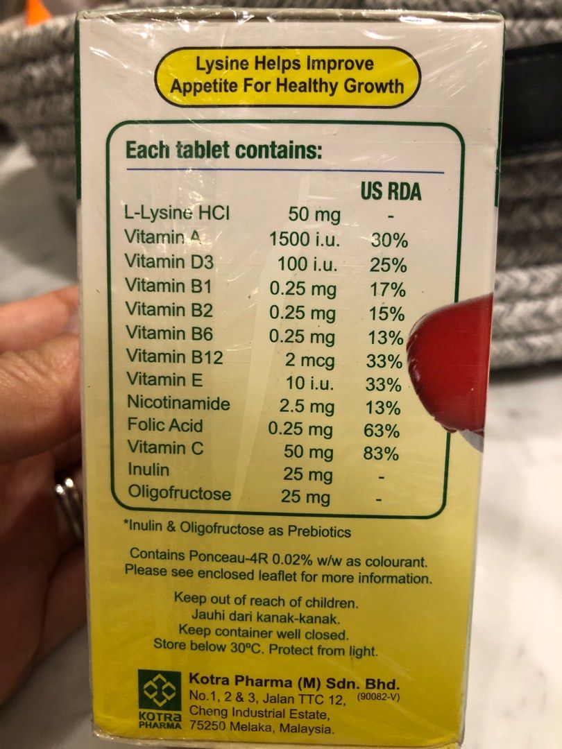 Appeton Kids Multivitamin Lysine 60 Caps Chewable, Health & Nutrition ...