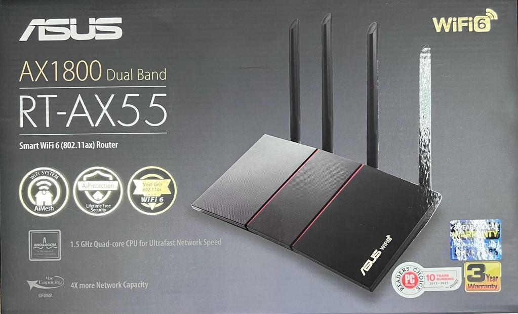 Asus AX1800 Dual Band RT- AX55 Smart WiFi6 Router, Computers & Tech ...