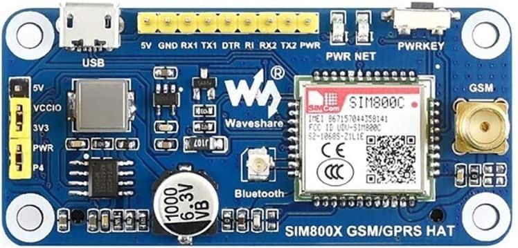 [B1789] Waveshare Raspberry Pi GSM/GPRS/Bluetooth HAT Based SIM800C Support SMS, GPRS, DTMF ...