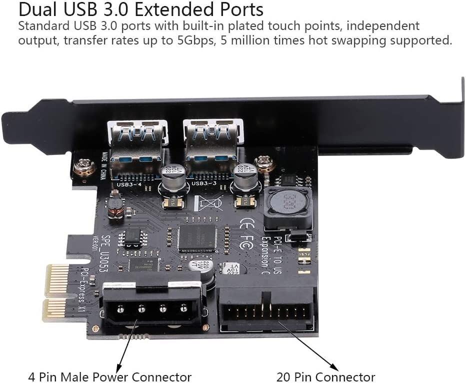 [B1804] PCI-e Card, Entweg STW PCI-E to USB 3.0 2-Port PCI Express Card Mini PCI-E USB 3.0 Hub ...