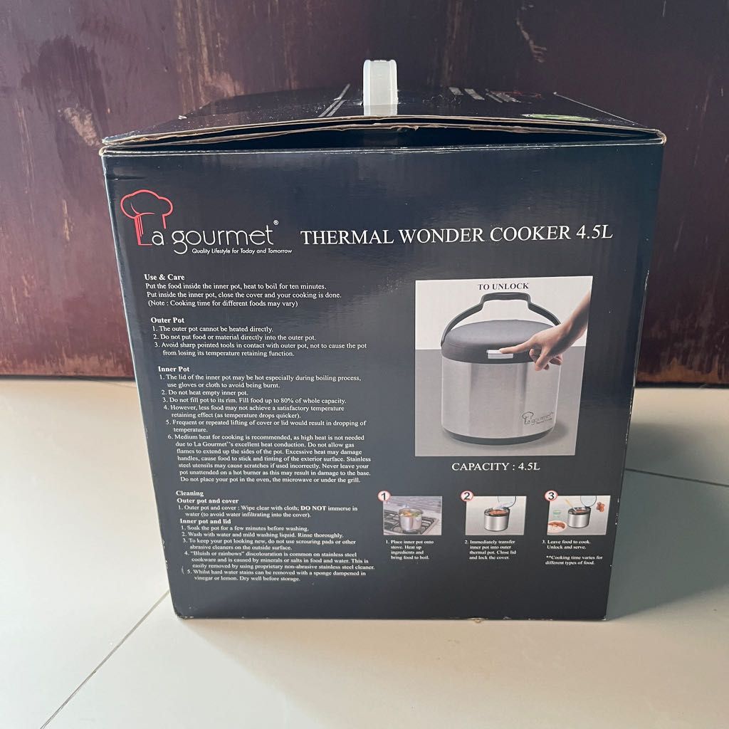 BNIB LA Gourmet Thermal Wonder Cooker 4.5L, Furniture & Home Living ...