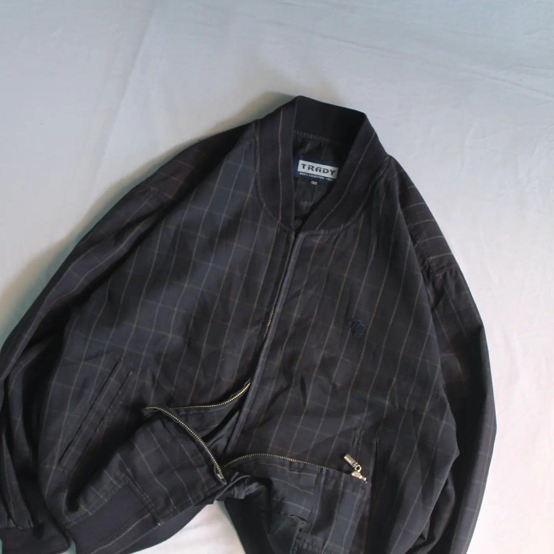 Bomber Tartan Jacket by Trady, Fesyen Pria, Pakaian , Atasan di Carousell