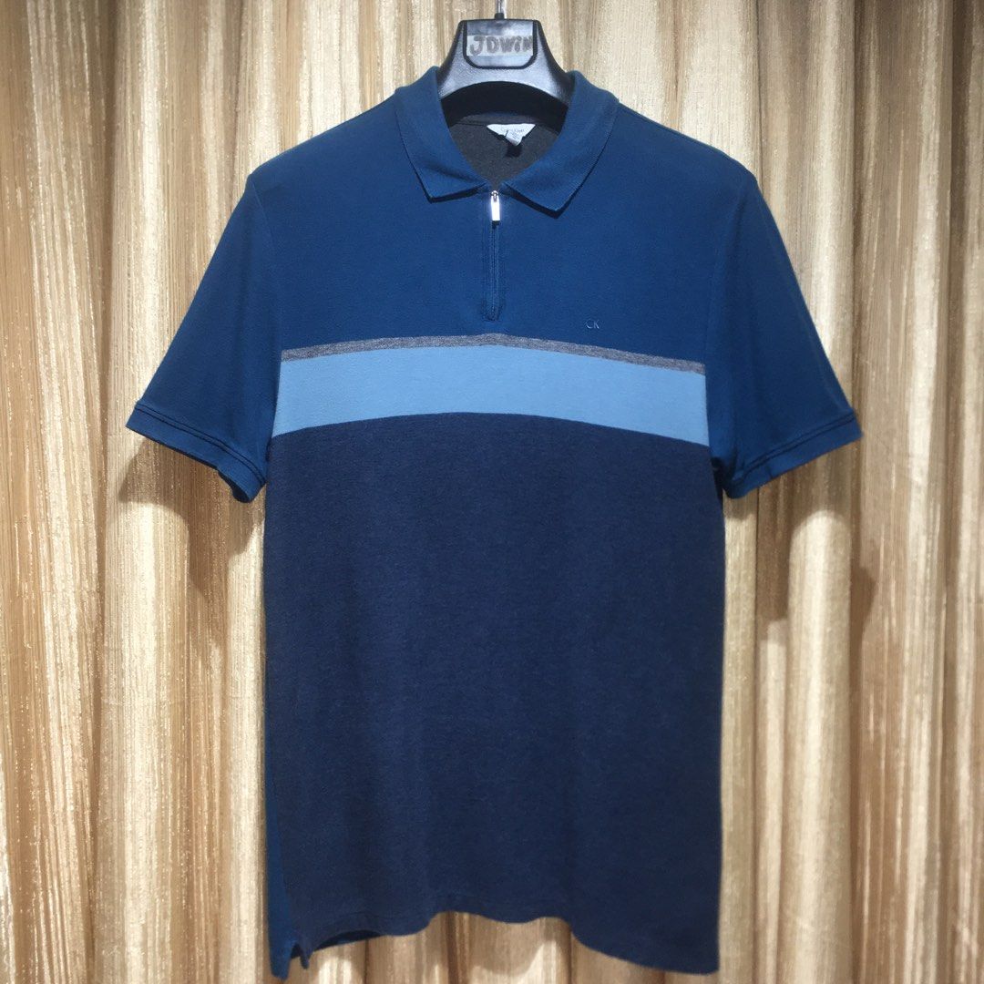 CALVIN KLEIN ZIPPER PLOCKET TRI COLORS COMBI. POLO SHIRTS FOR MEN ...