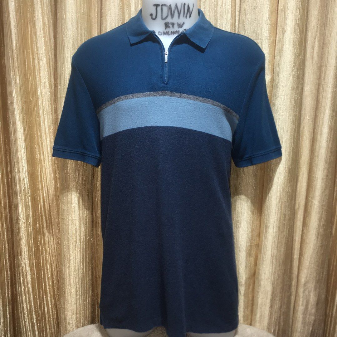 CALVIN KLEIN ZIPPER PLOCKET TRI COLORS COMBI. POLO SHIRTS FOR MEN ...