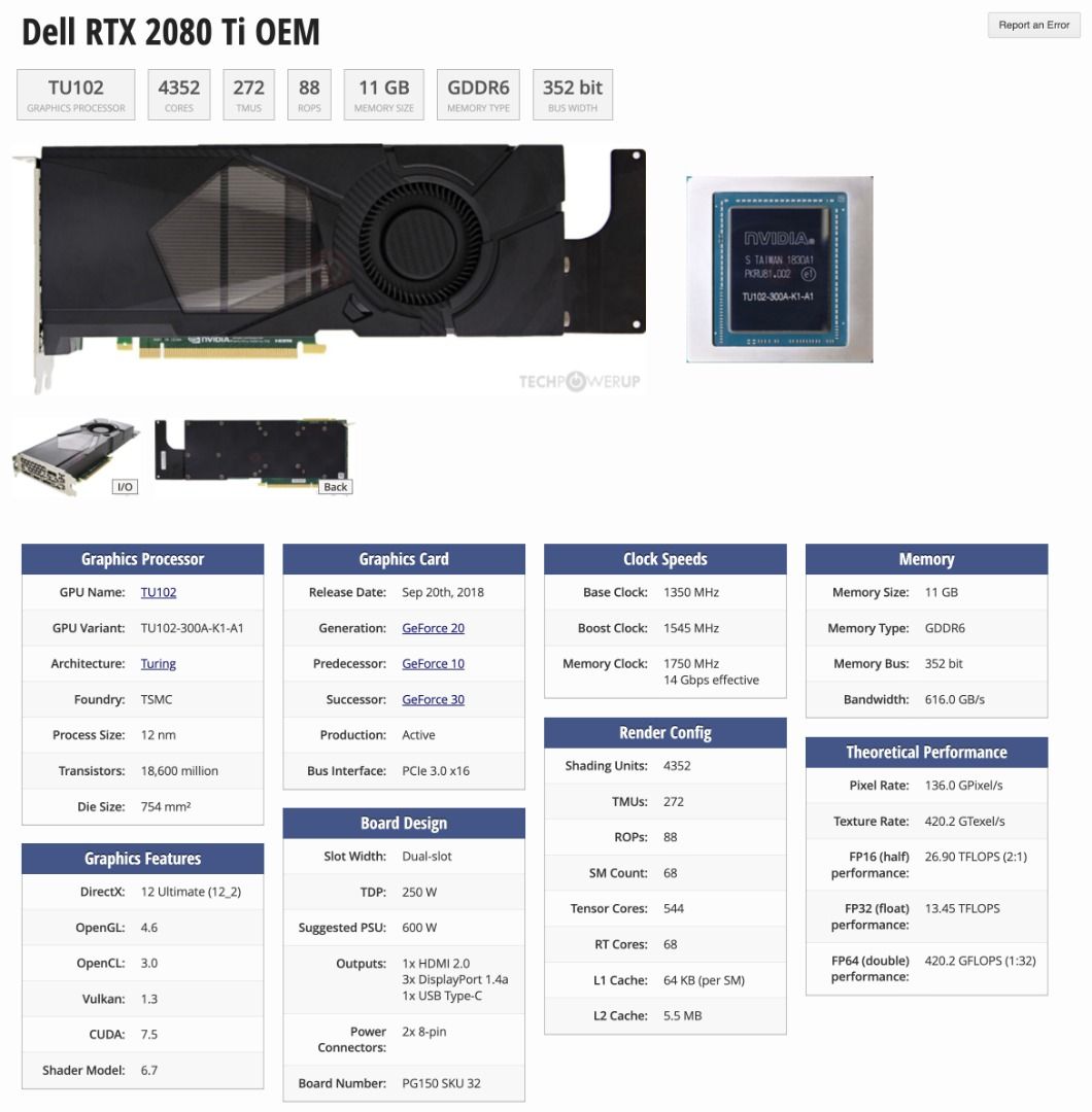 Dell Alienware RTX 2080 Ti 11Gb Graphics Card, Computers & Tech, Parts ...