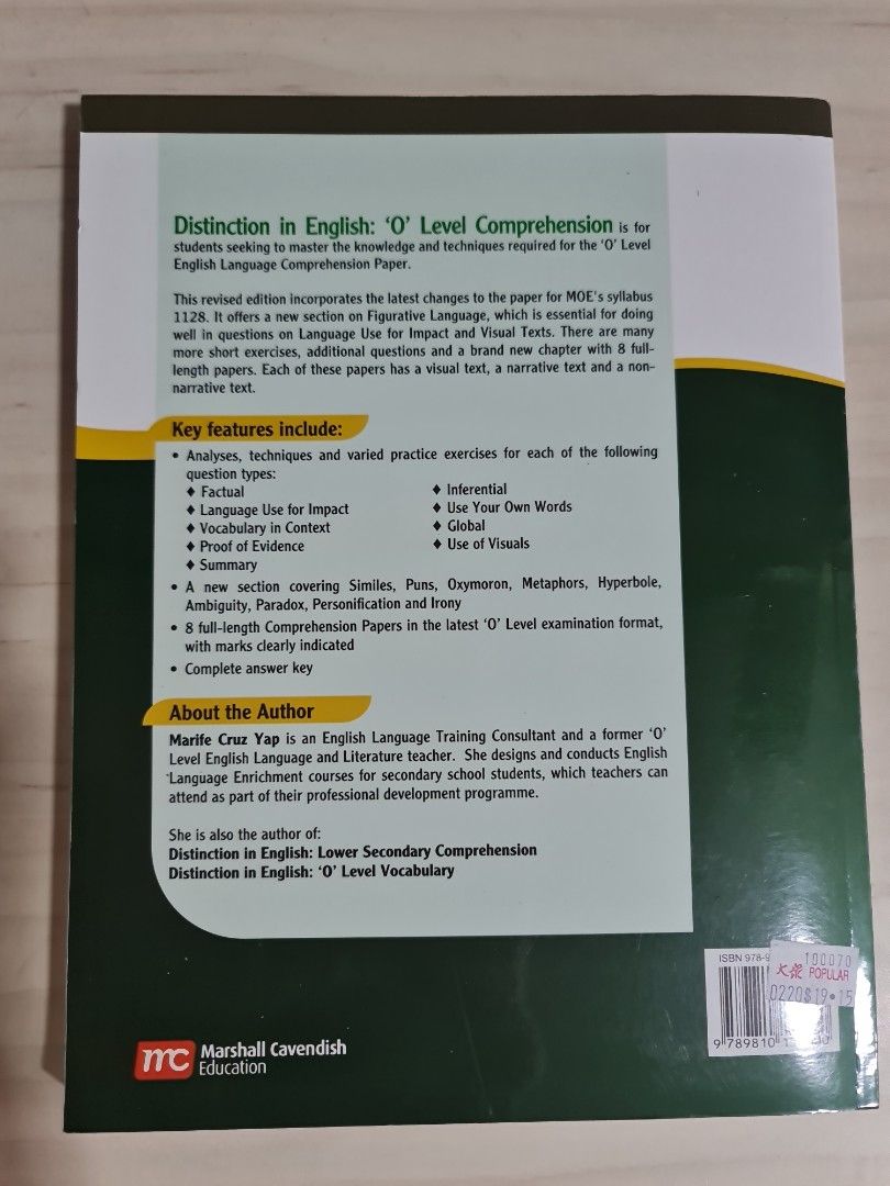Distinction in English 'O' level Comprehension, Hobbies & Toys, Books ...