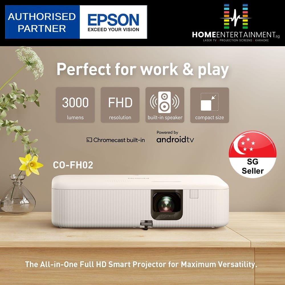 [NEW MODEL 3000 ANSI LUMENS] EPSON FHD 4K PROJECTOR CO-FH02 WITH ...