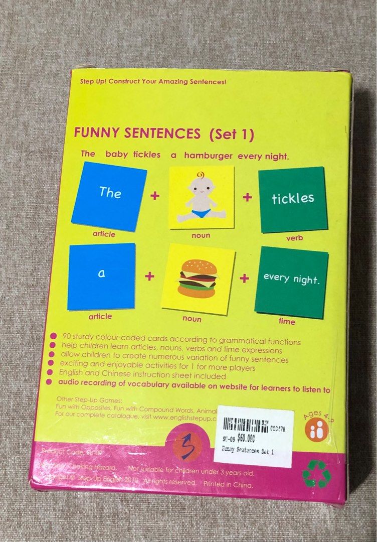 Funny sentences set, 興趣及遊戲, 書本 & 文具, 小說 & 故事書 - Carousell