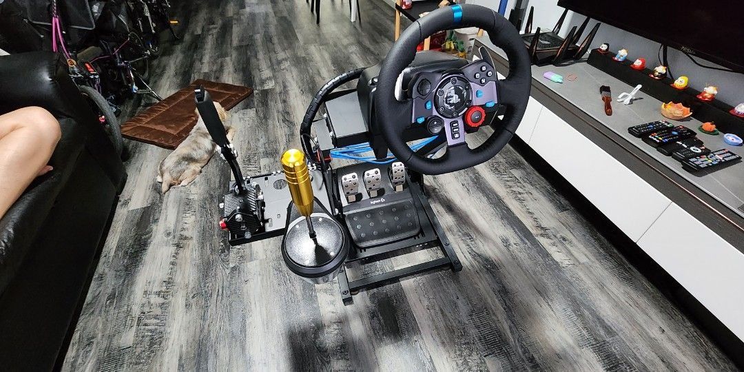 G29 logitech + thrustmaster Th8a shifter + handbrake + wheel stand ...