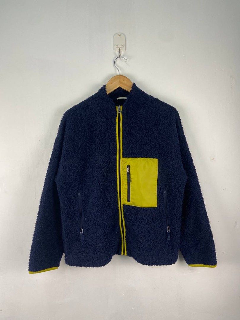 GU FLEECE DEEP PILE RETRO JACKET COLOUR DARK BLUE, Men's Fashion, Coats, Jackets and Outerwear ...