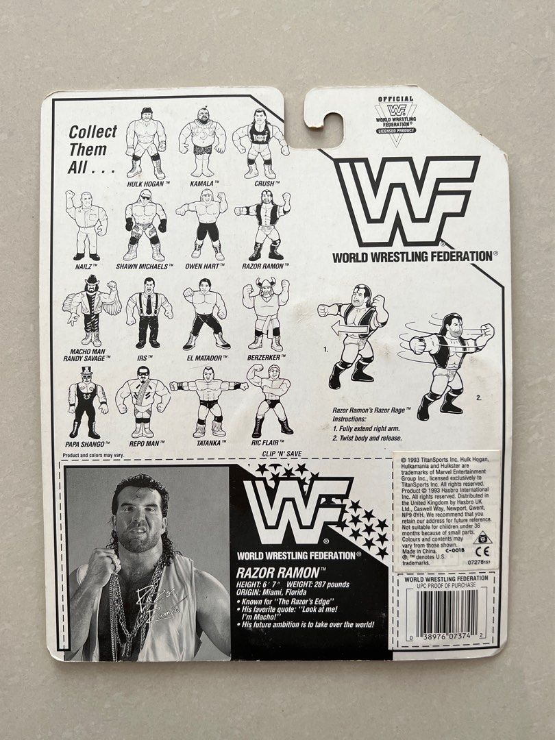 Hasbro WWF Series #07 Yellow Card Razor Ramon card back (no figure ...