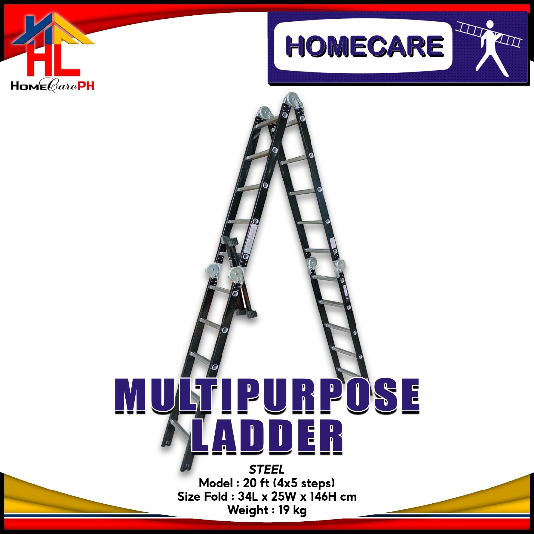 Homecare Steel Multipurpose Ladder 4x5 steps (20 feet), Commercial ...