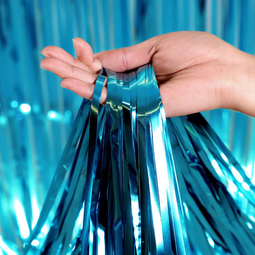 Foil Curtain (1m x 2m) - Sky Blue - Tinsel Foil Fringe Curtain Backdrop ...