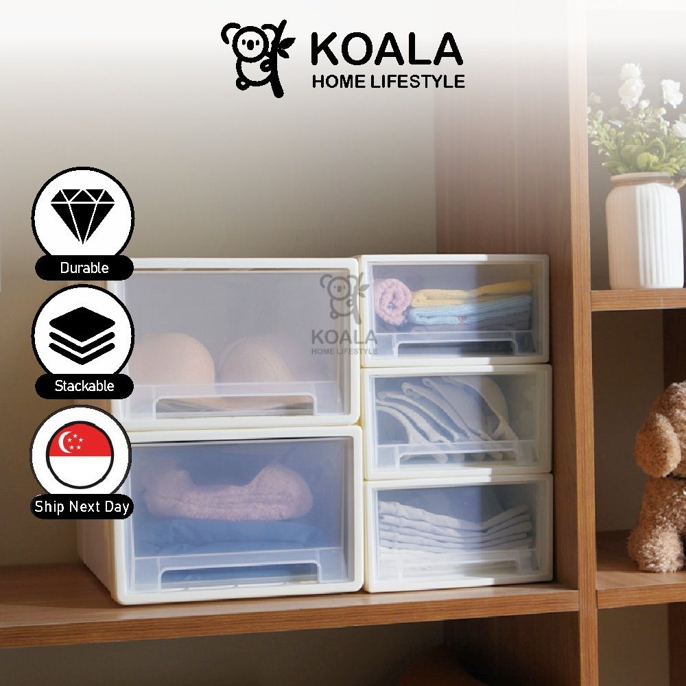 Koala Home Stackable Storage Chest Drawers Box Transparent Plastic Shoe ...