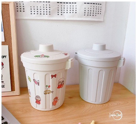 Korean Mini Trash Bin Can Stationery Pencil Holder Desktop Organizer ...