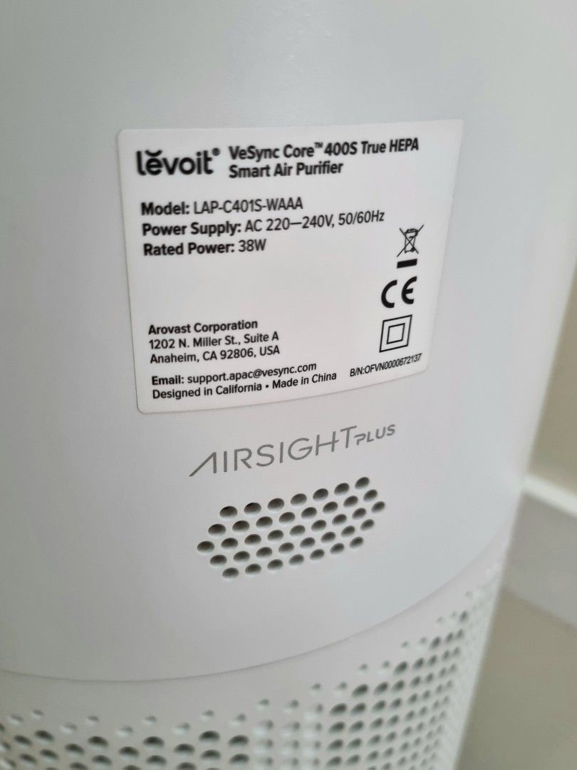 Levoit Core 400S True HEPA Smart Air Purifier, TV & Home Appliances ...