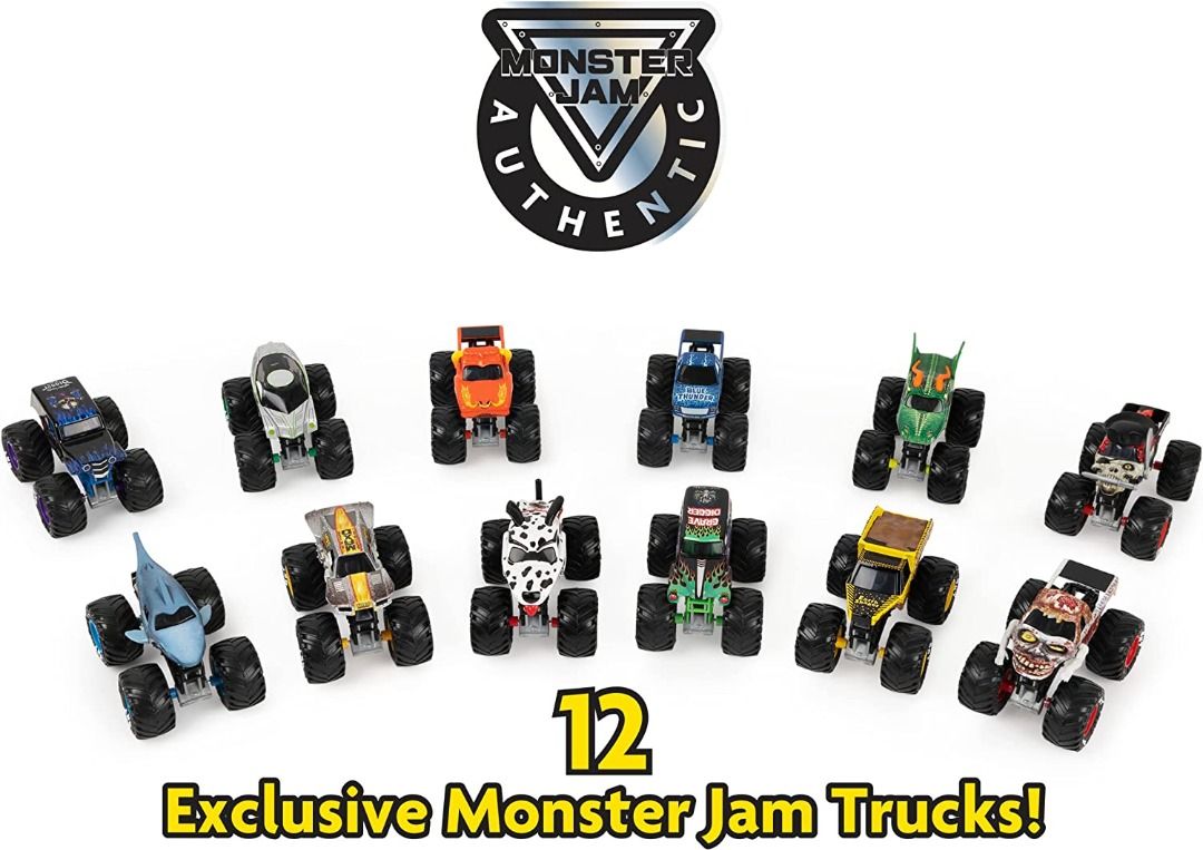 Monster Jam, Official 12-Pack of 1:64 Scale Die-Cast Monster Trucks ...