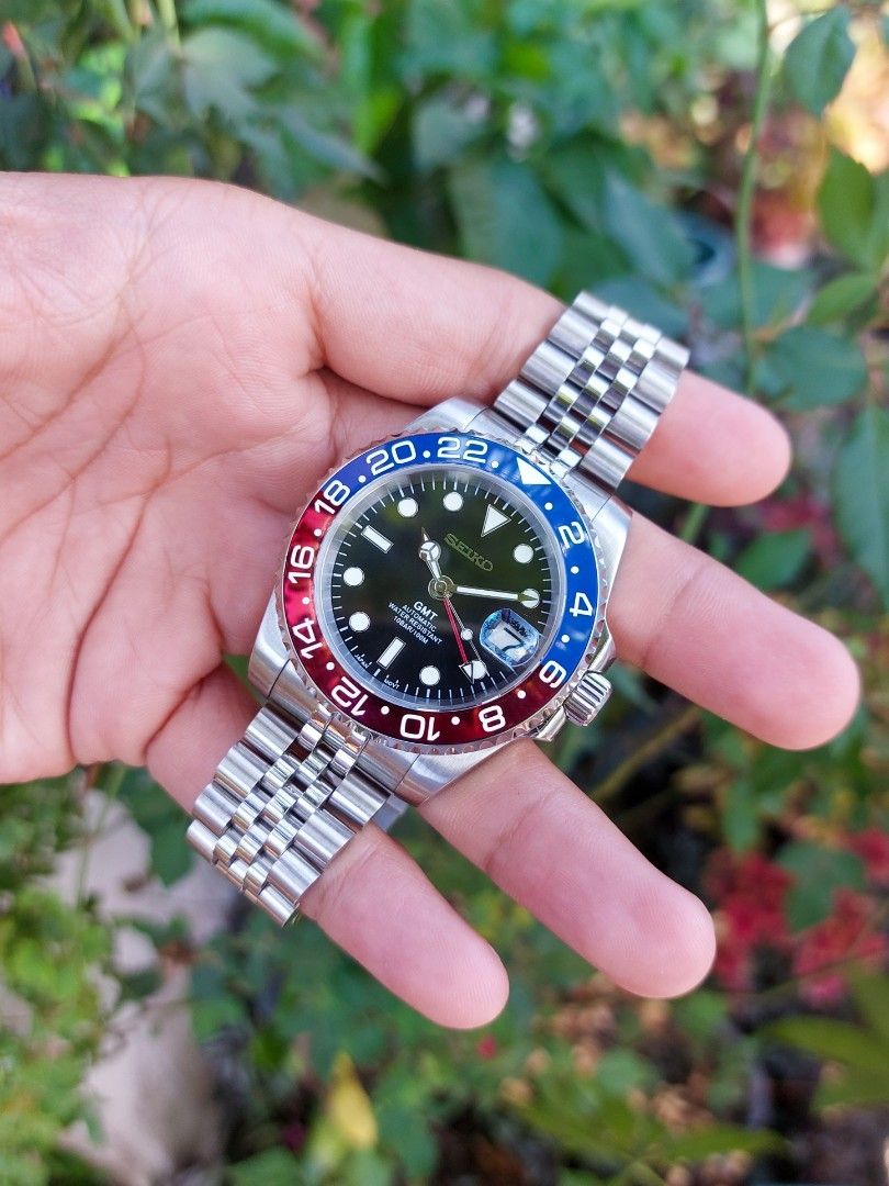 NH34 REAL GMT - SeikoLex Custom Build GMTMASTER 2 HOMAGE Black Dialed ...