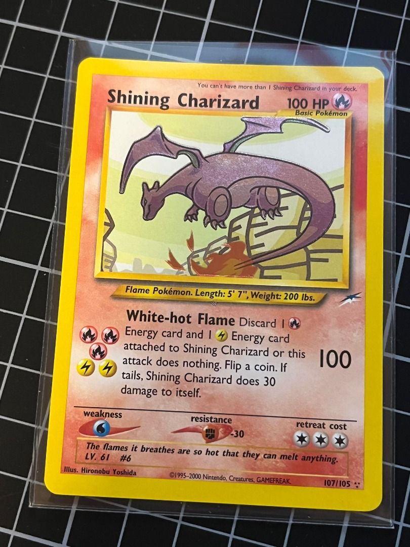 Pokemon TCG Shining Charizard 107/105 Neo Destiny, 興趣及遊戲, 玩具 & 遊戲類 ...