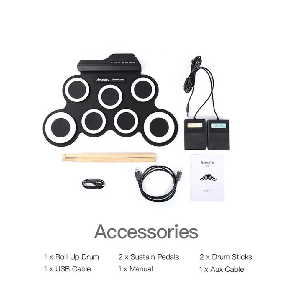 Portable Roll Up Drum Electronic Drum Set Electric Drum With Drumsticks Foot Pedals For Beginner