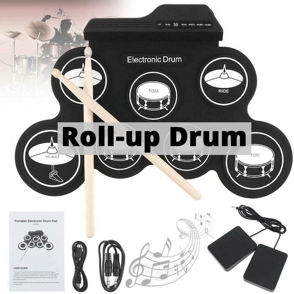 Portable Roll Up Drum Electronic Drum Set Electric Drum with Drumsticks ...