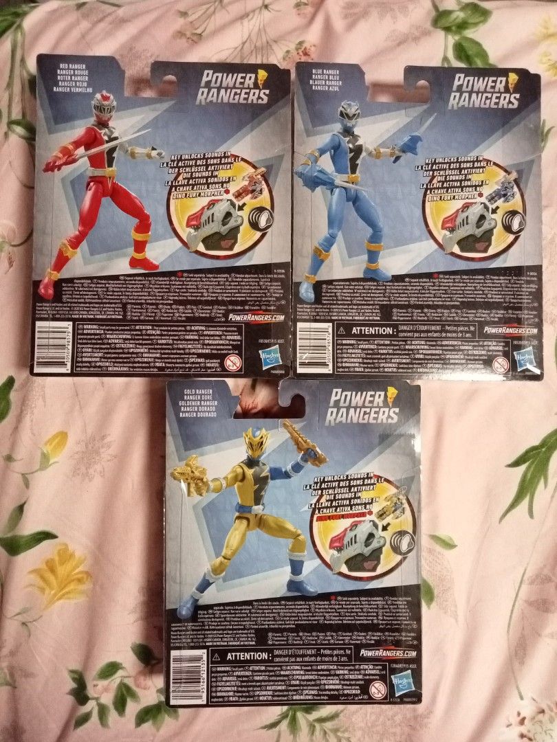 Power Rangers Dino Fury Blue Gold Red Ranger with Dino Fury Key ...