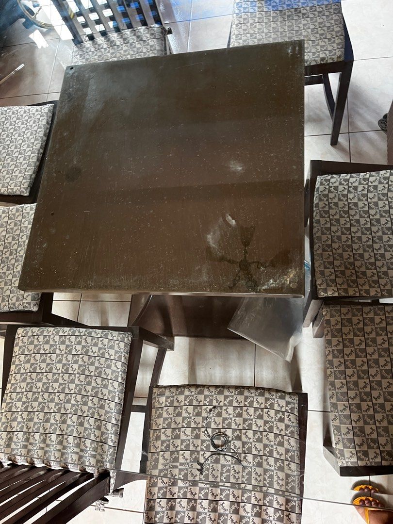 Pre-loved 5ftx5ft dining table with 8 chairs, Furniture & Home Living ...